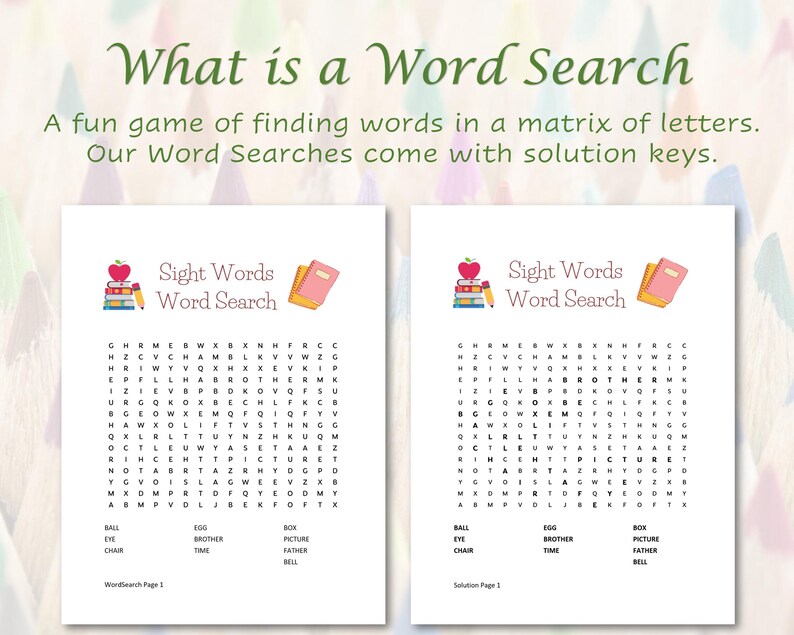 Sight Words Word Search, 100 Puzzles, Classroom Activity, Learn to Read ...