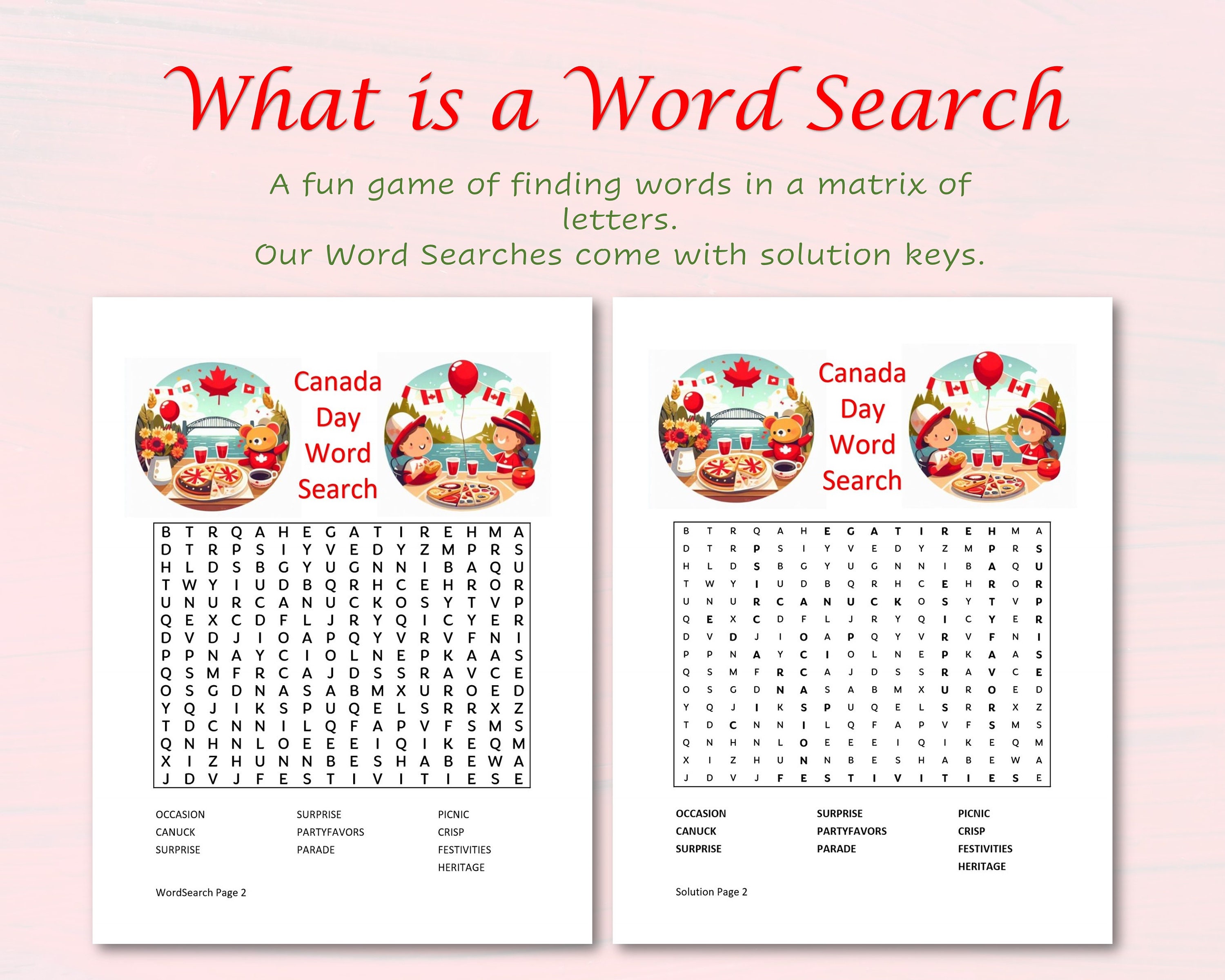Word Search Puzzles 100 Pack Canada Day Homeschool Learning Word Search ...