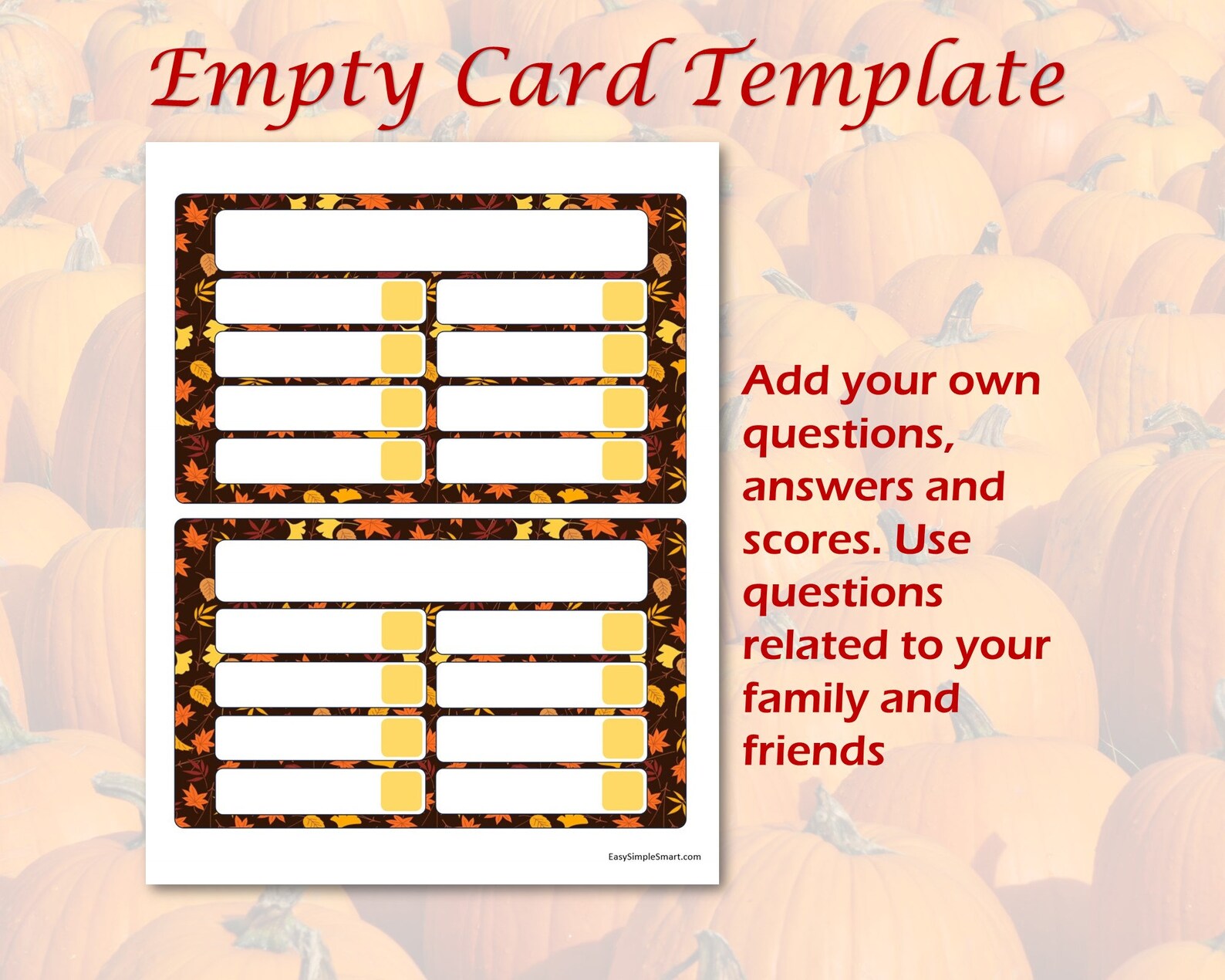 Thanksgiving Family Feud Type Game, Printable Family Game, Group ...