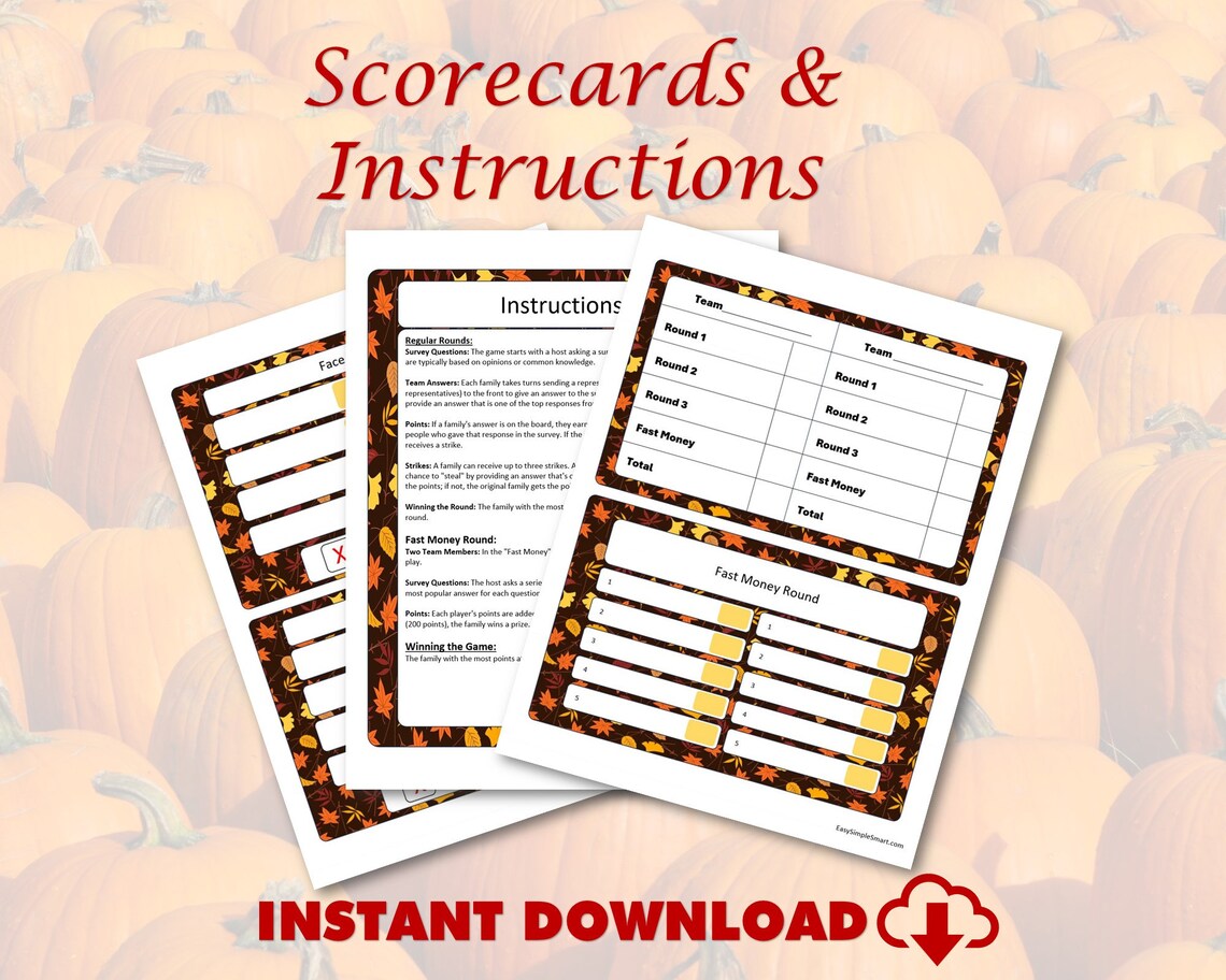 Thanksgiving Family Feud Type Game, Printable Family Game, Group ...