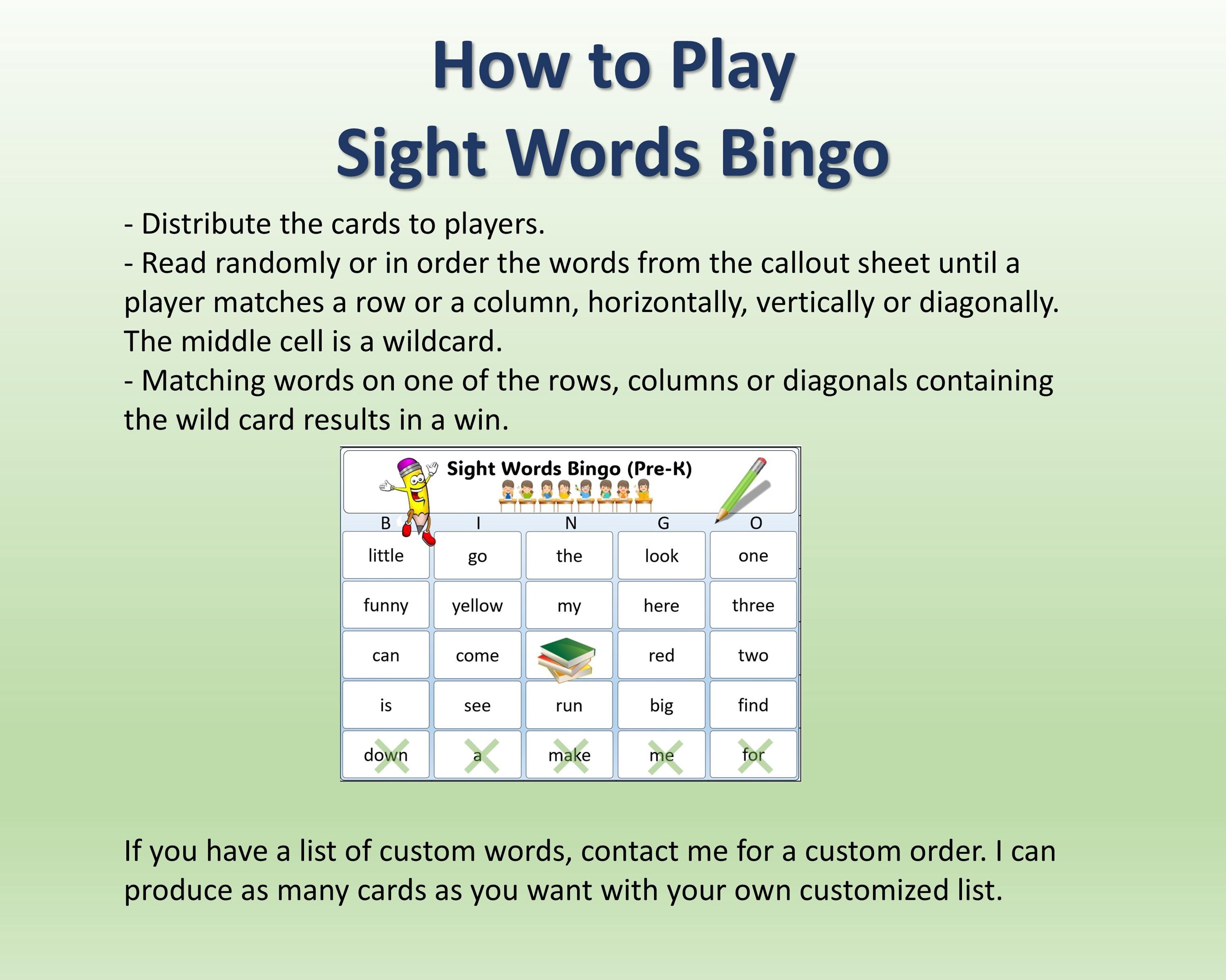 120 Dolch Sight Words Bingo Cards for Pre-k, Kindergarten, ESL ...