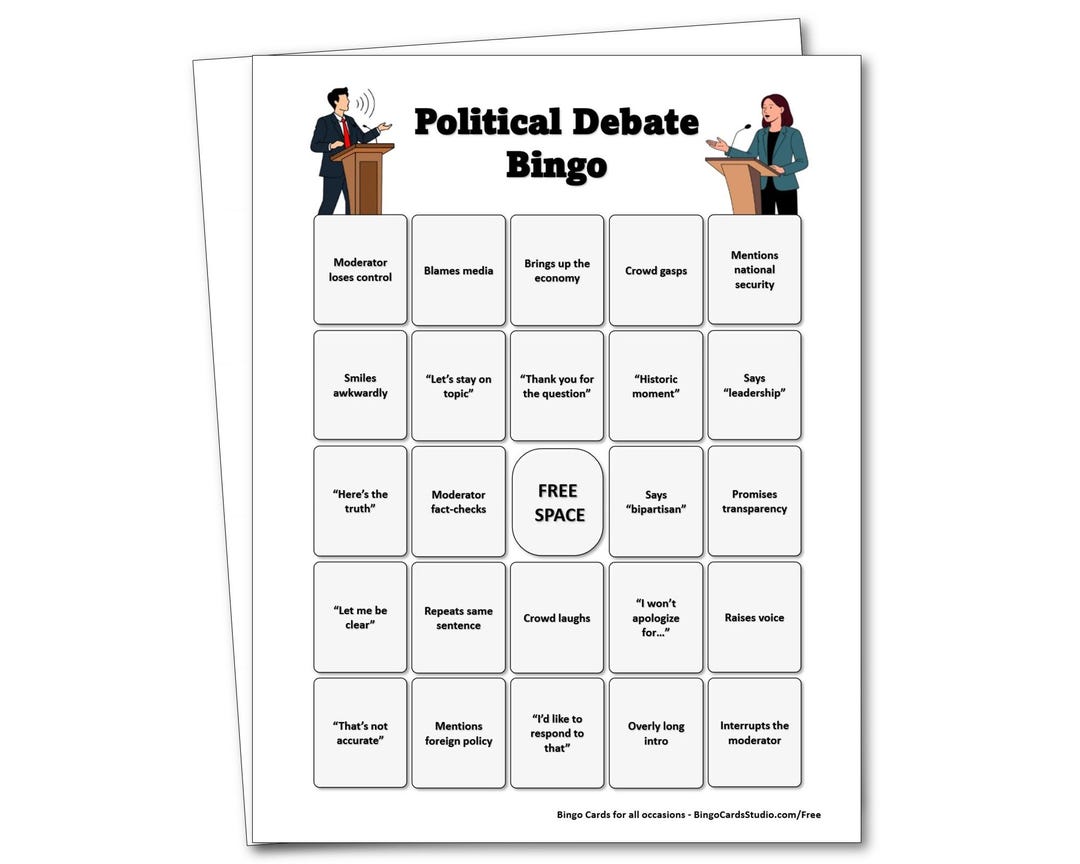 Political Debate Bingo Game • 100 Printable Cards • Non-partisan Debate ...