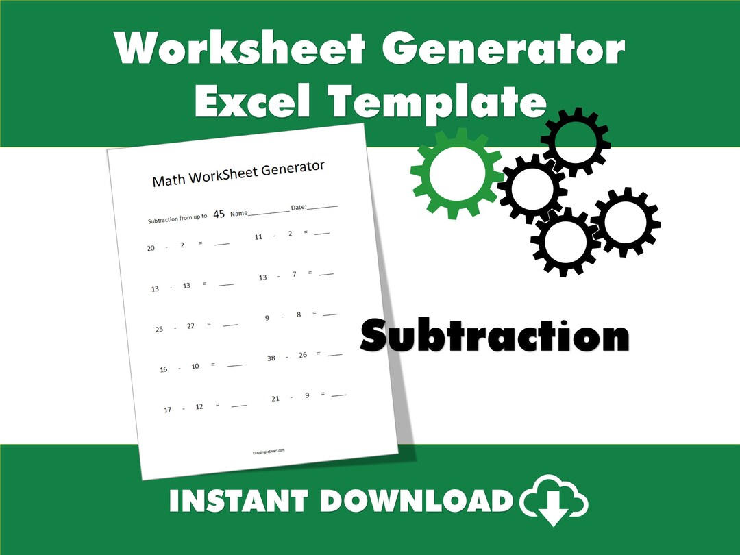 Worksheet Generator for Teachers and Parents Subtraction Customized ...
