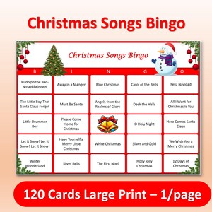 120 Christmas Songs Bingo Cards Christmas Party Game Fun Christmas ...