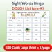 Sight Words Bingo - Pre-k, 100 Unique Cards, Digital Download ...
