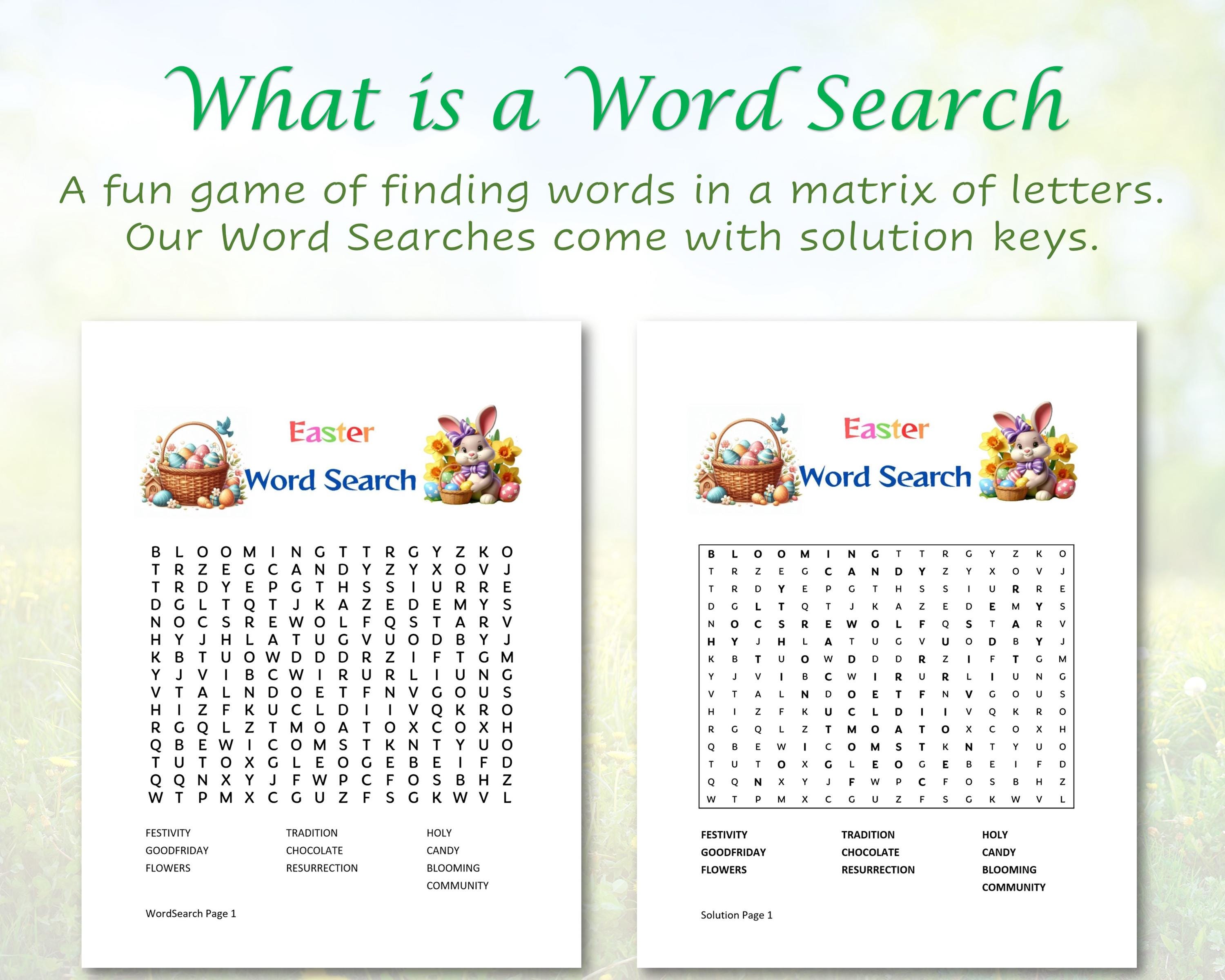 Printable Easter Word Search for Kids & Adults + Answer Key, Fun Easter ...