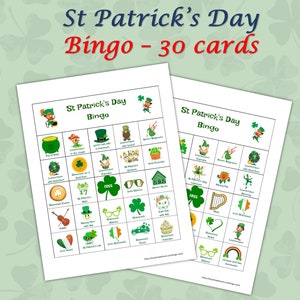 30 St Patrick's Day Bingo Cards St Patrick Day Party Game Fun St ...