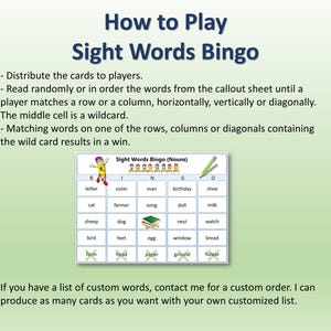 120 Dolch Sight Words Bingo Cards for Nouns, Educational Game, Literacy ...