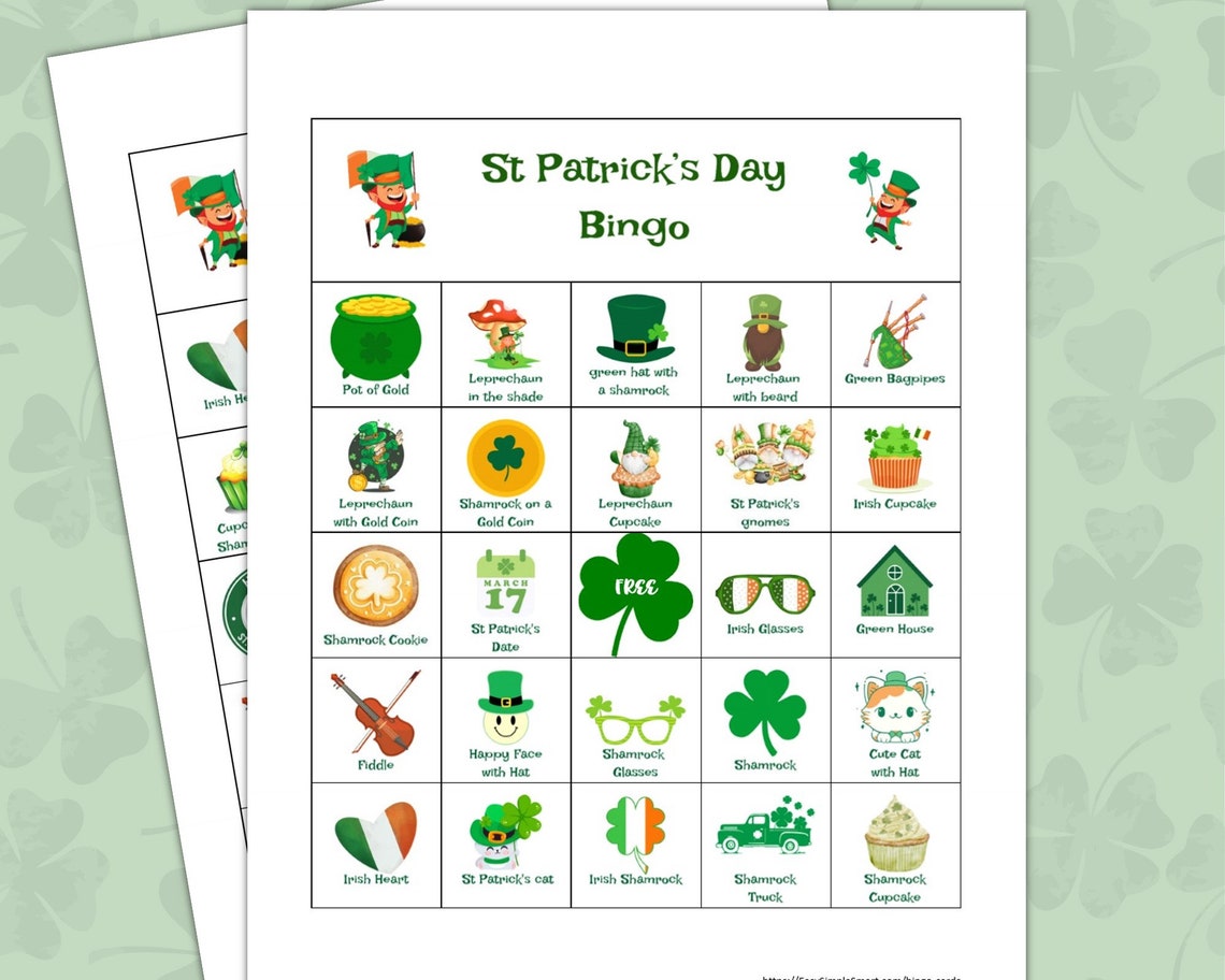 30 St Patrick's Day Bingo Cards St Patrick Day Party Game Fun St ...