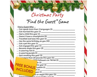 Xmas Find the Guest, Christmas Ice Breaker Game, Christmas Find the ...