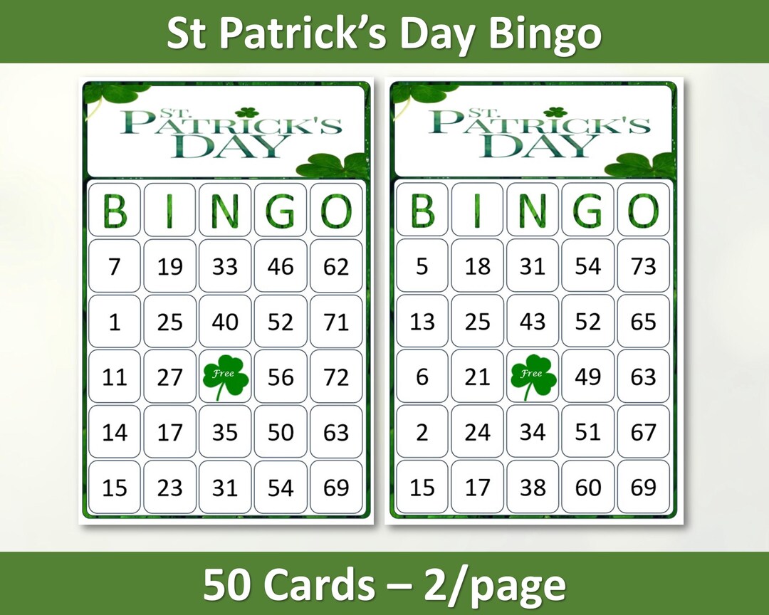 St Patrick's Day Bingo Cards - St Patrick Day Party Game - Fun St ...