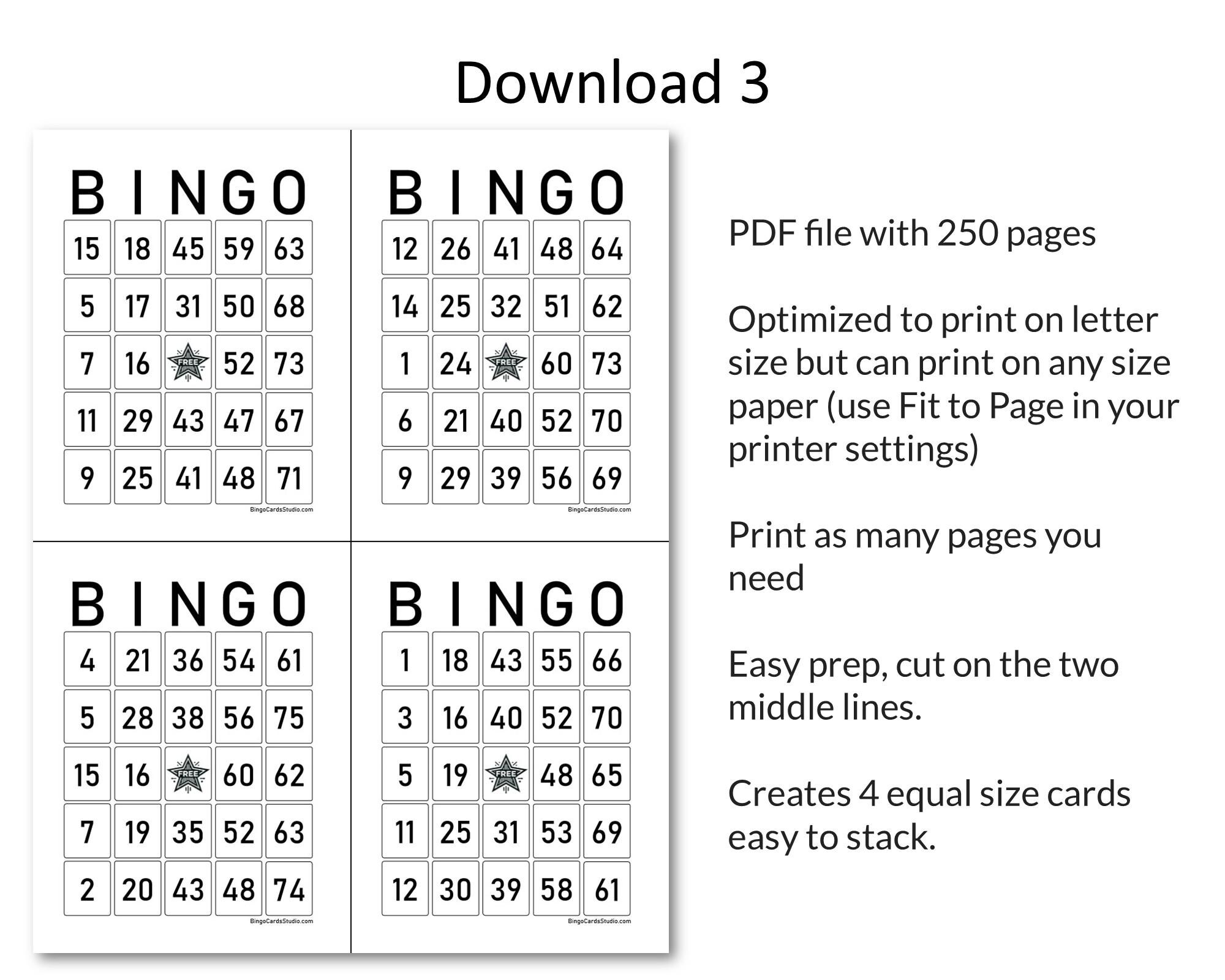Printable Bingo Cards Bundle | 1000 Large Print Black and White Bingo ...