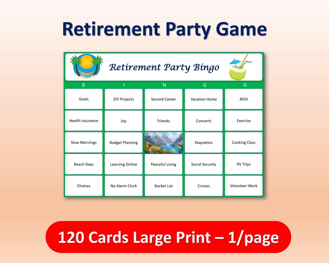 Retirement Party Bingo Game - A Fun Way to Celebrate Retirement, 120 ...