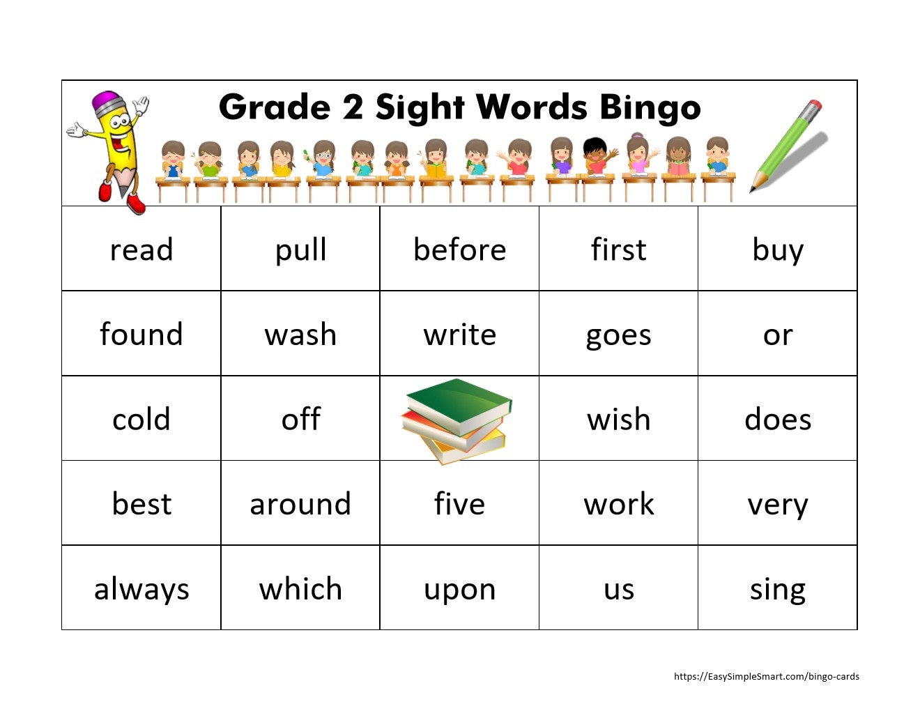 Sight Words Bingo Cards Grade 2 Dolch Collection Learn to Read Fast ...