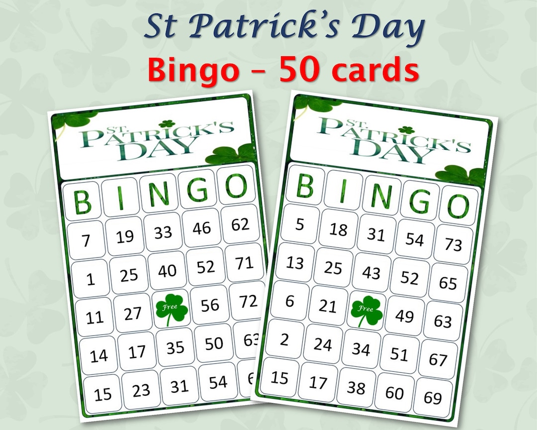 50 St Patrick's Day Bingo Cards St Patrick Day Party Game Fun St ...