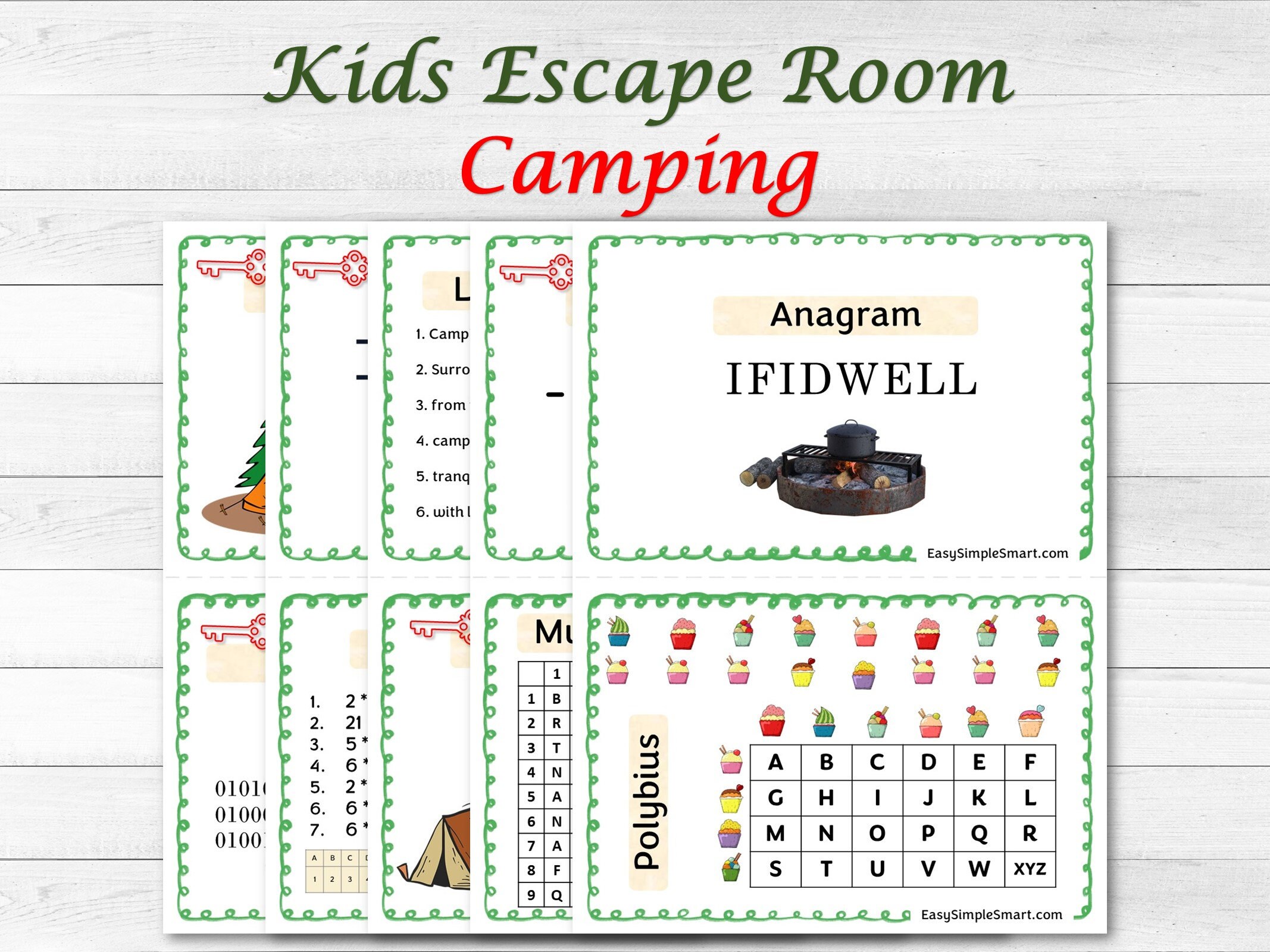 Escape Room for Kids, Camping Theme, Birthday Party Games, Kids Puzzles ...