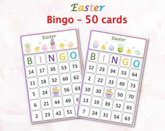 50 Easter Bingo Cards Easter Party Game Fun Easter Game Easter BINGO ...