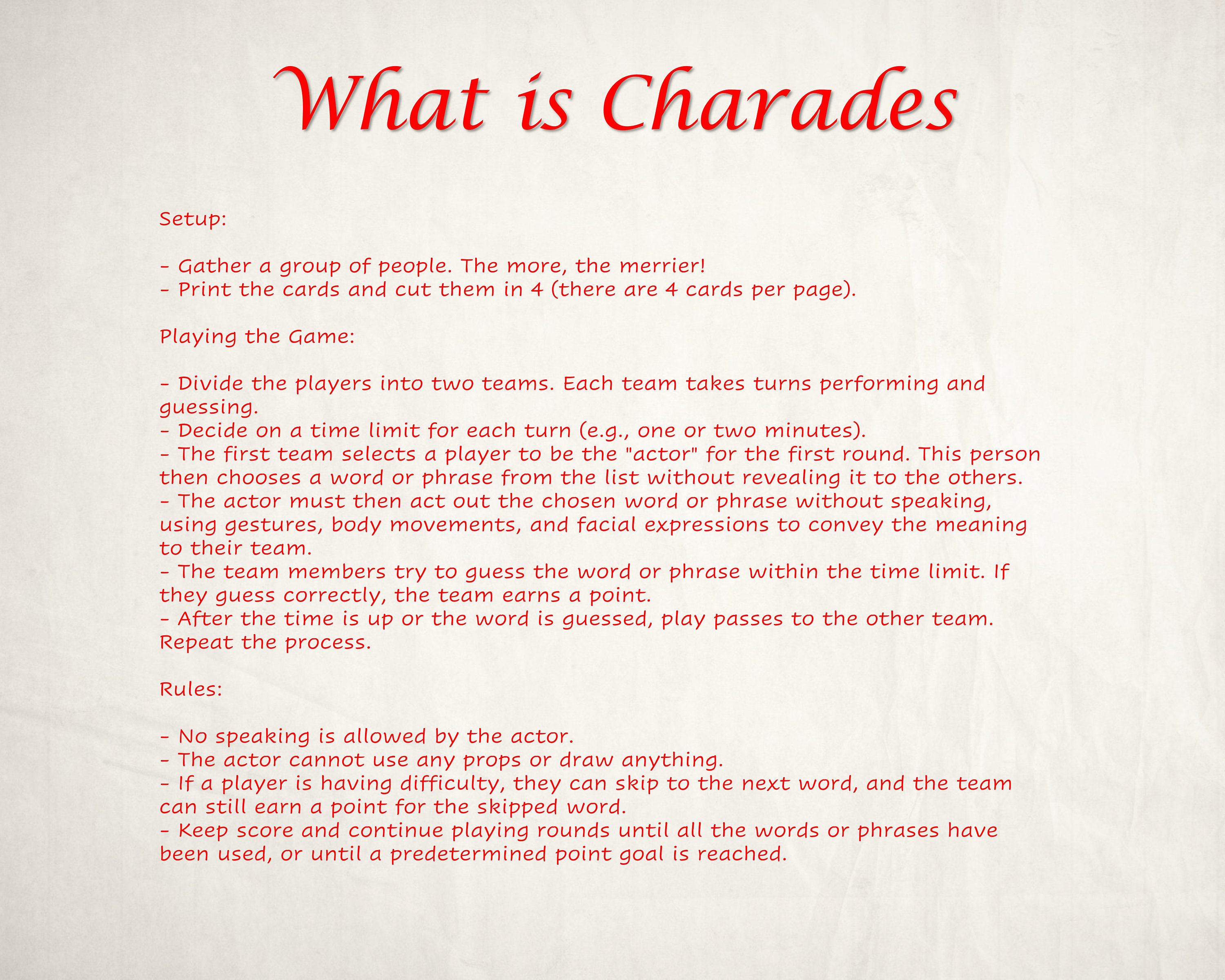 Kids Charades Game: 200 Fun Action Cards (digital Download) - Etsy