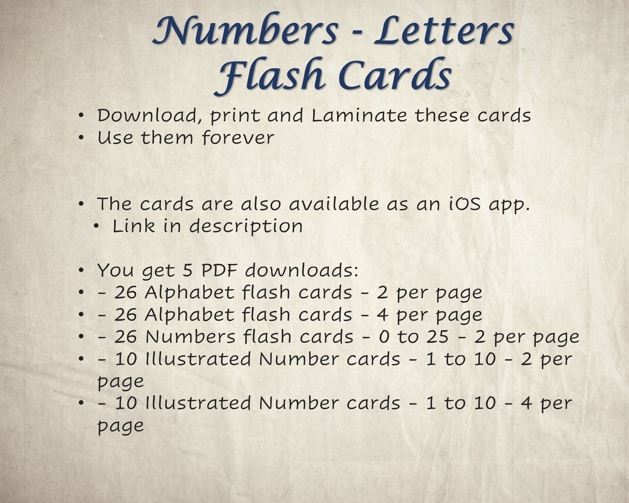 Alphabet and Numbers Flash Cards Printable Educational Flashcards ...