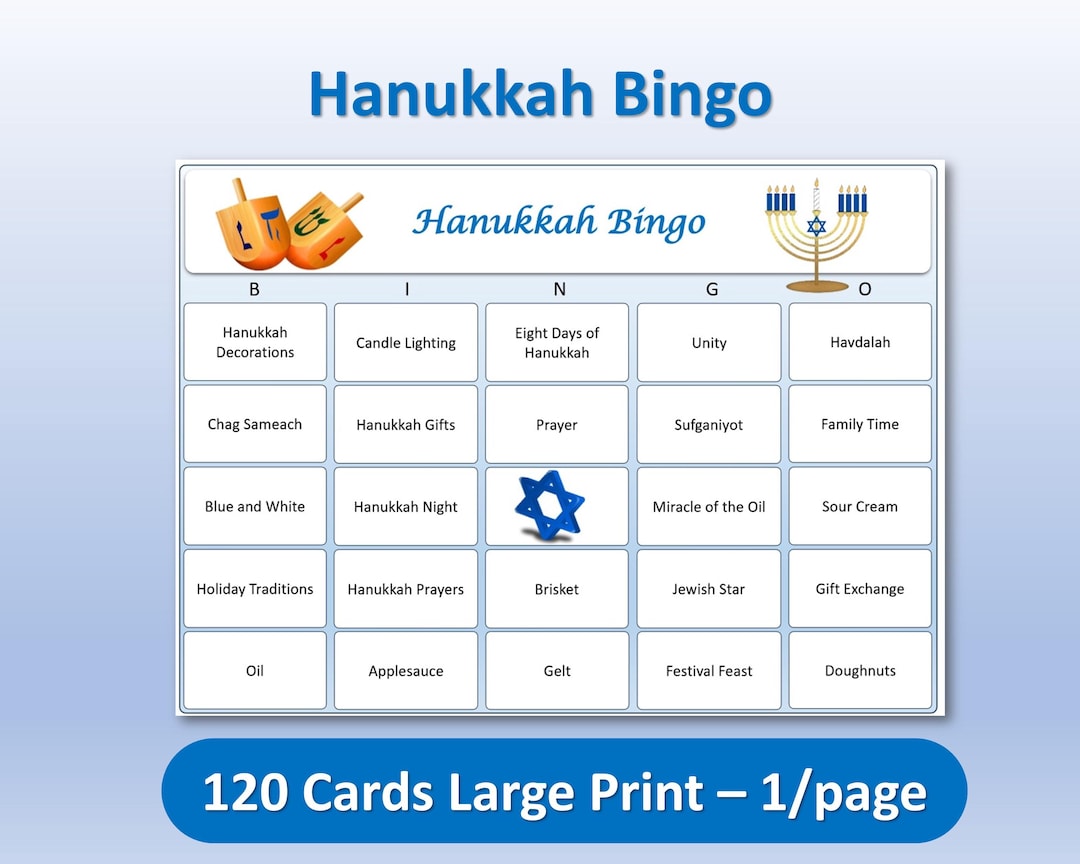 Hanukkah Bingo Game Fun and Printable Activity for Family, Kids, and ...