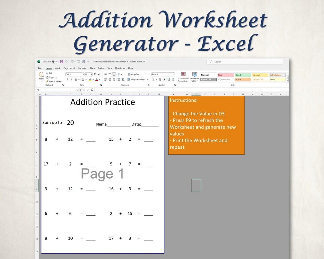 Worksheet Generator Custom Addition for Teachers and Parents ...