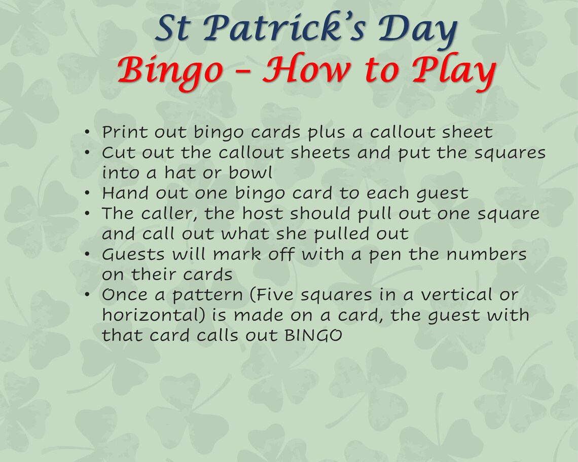30 St Patrick's Day Bingo Cards St Patrick Day Party Game Fun St ...