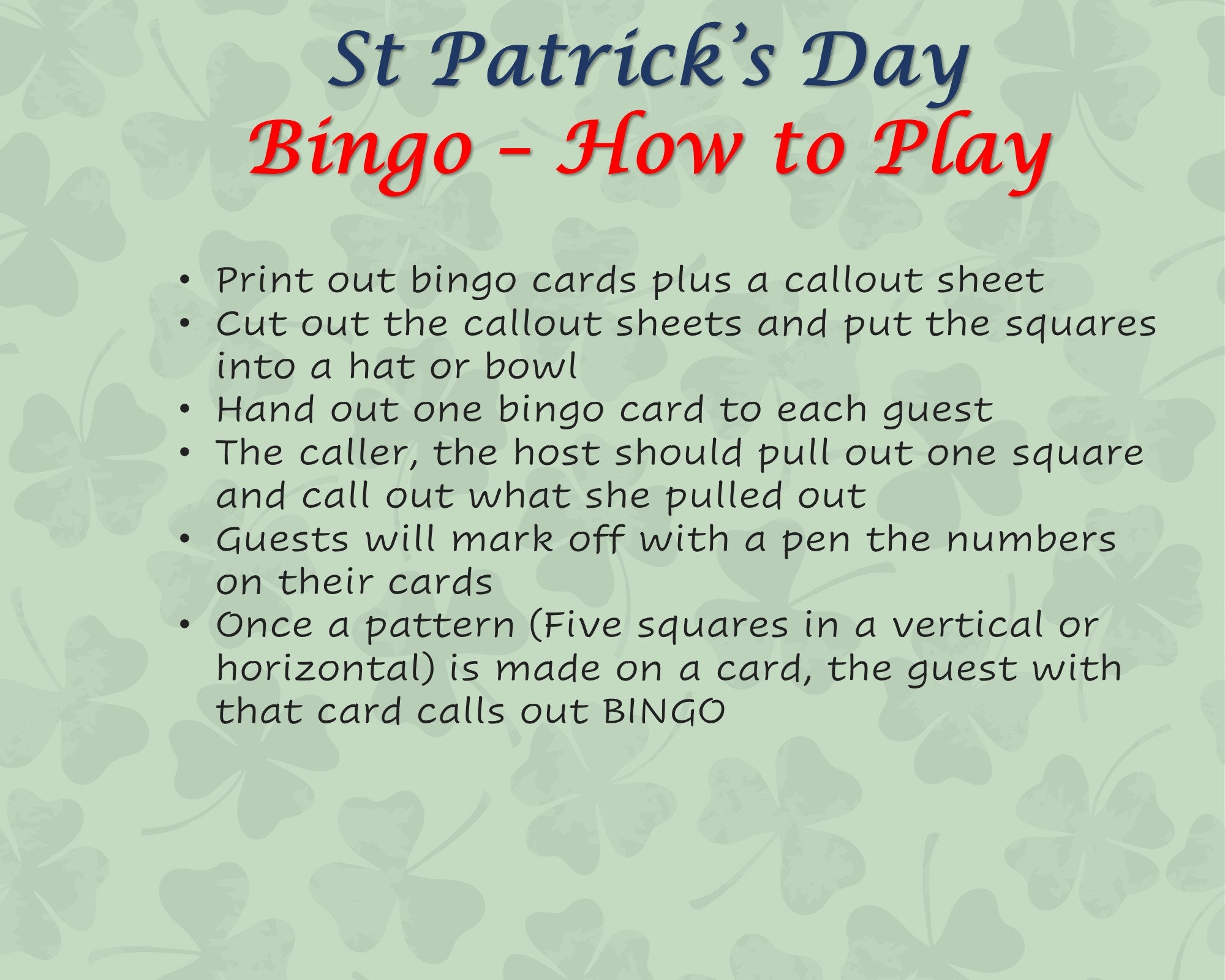 30 St Patrick's Day Bingo Cards St Patrick Day Party Game Fun St ...