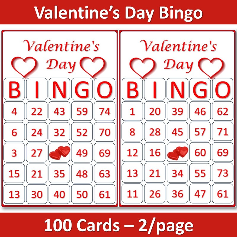 Valentine Bingo Cards - Etsy