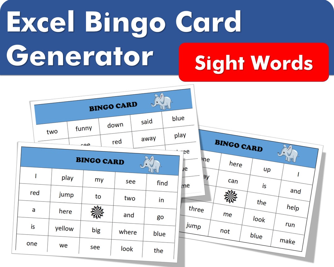 Excel Bingo Card Generator Using Sight Words: A Fun and - Etsy