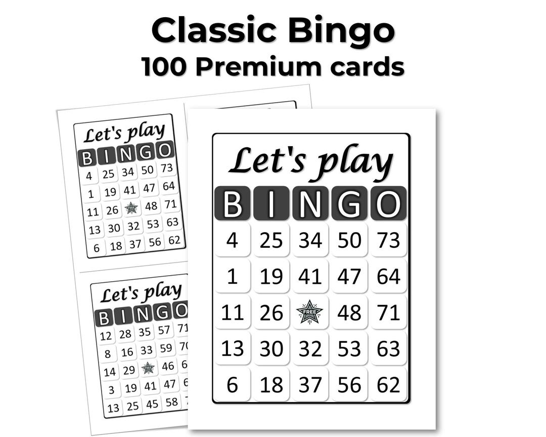 100 Black and White Bingo Cards (digital Download) - Etsy UK