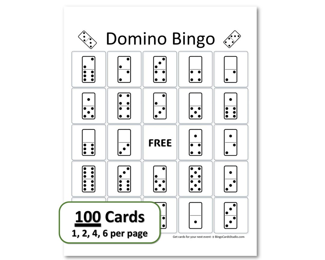 Printable Bingo Cards Domino Instant Download, 1, 2, 4, and 6 per Page ...