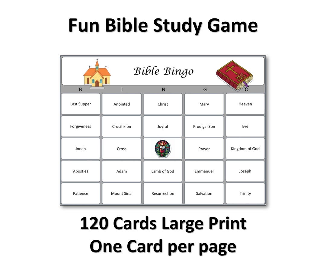 Bible Bingo Game: 120 Unique Cards for Church Events (digital Download ...