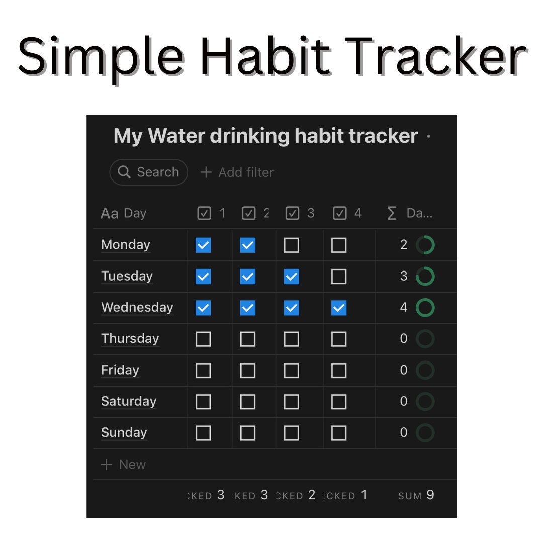Notion Water Tracker Drinking Water Habit Tracker Notion - Etsy