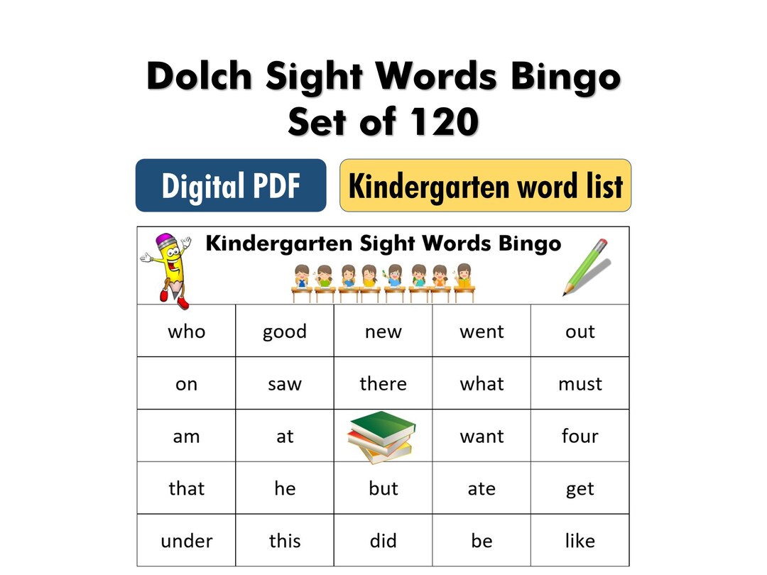 Dolch Sight Words Bingo Kindergarten Set of 120 - Etsy Australia