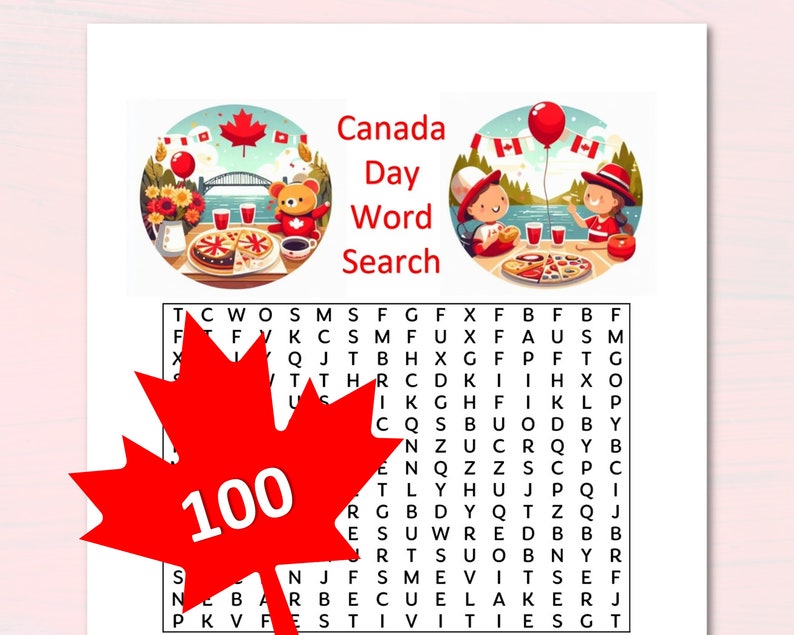 Word Search Puzzles 100 Pack Canada Day Homeschool Learning Word Search ...