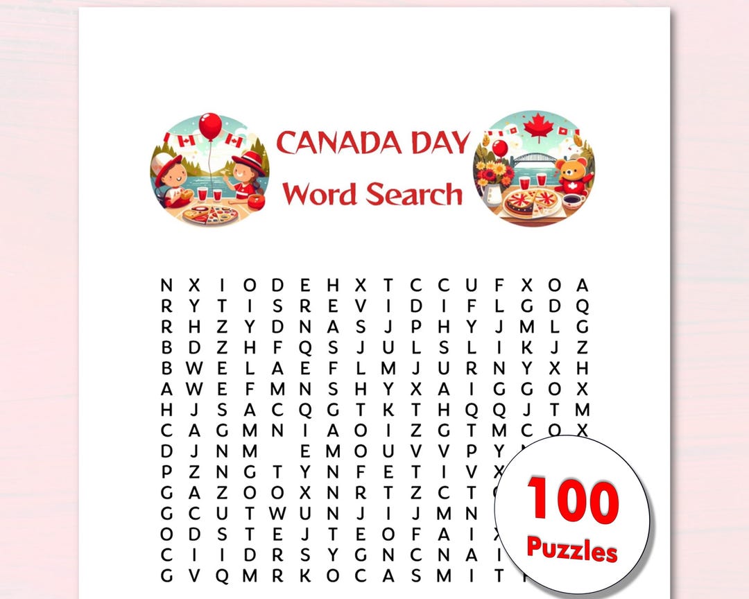 Canada Day Printable Word Search Puzzle and Solution, Canada Day Games ...