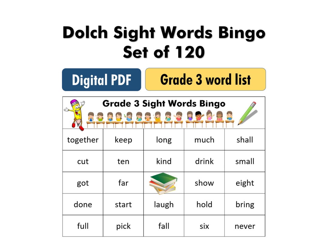 Sight Words Bingo Dolch Grade 3 Set of 120 - Etsy