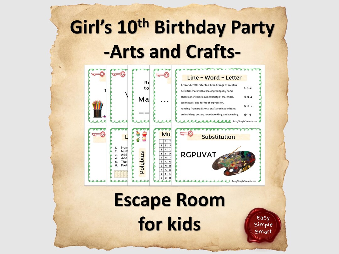 Girl Birthday Party Escape Room Puzzle - Arts and Crafts Theme: Family ...