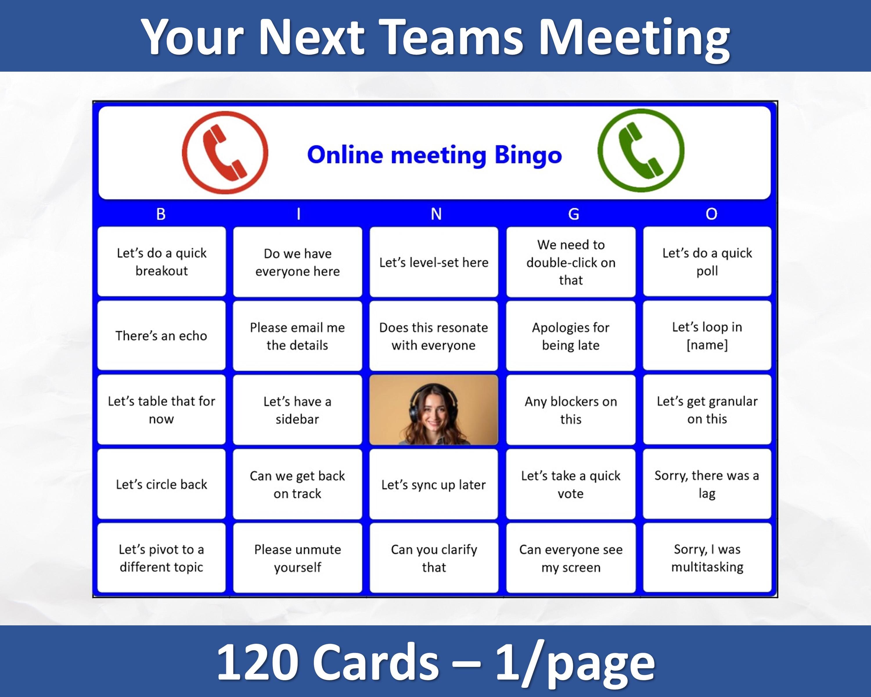Teams Zoom Google Meets Bingo, Work From Home Virtual Game, Team ...