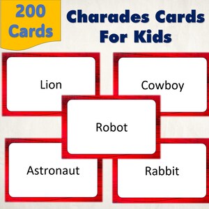 Kids Charades Game: 200 Fun Action Cards (digital Download) - Etsy