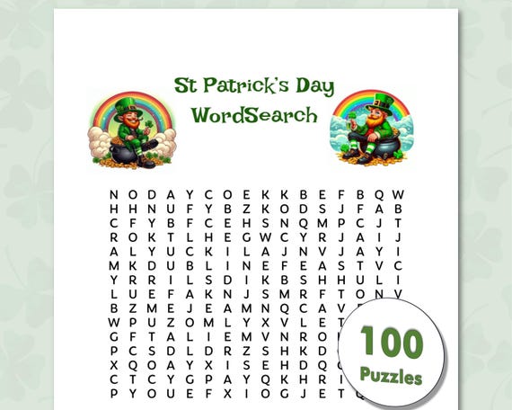 Sopa De Letras Del Día De San Patricio St. Patrick's Day Word Search