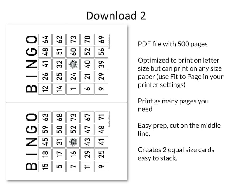 Printable Bingo Cards Bundle | 1000 Large Print Black and White Bingo ...