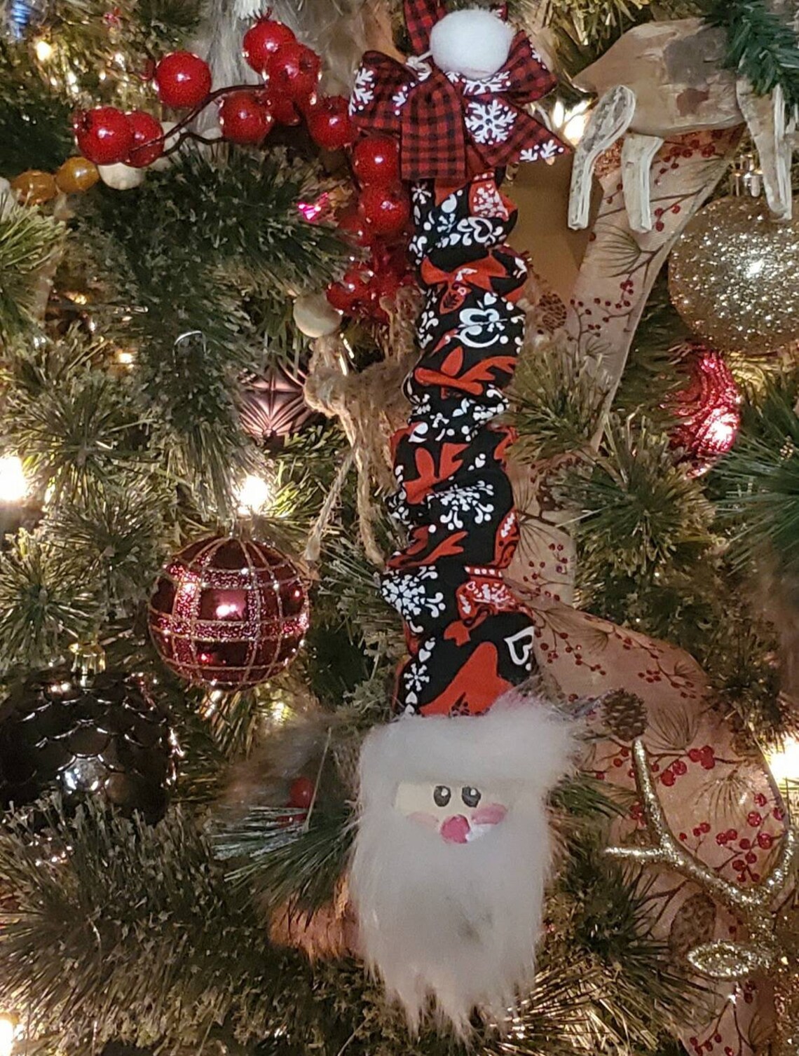 Wooden Spoon Santa Ornament, Santa Spoon, Cloth Covered Spoon ...