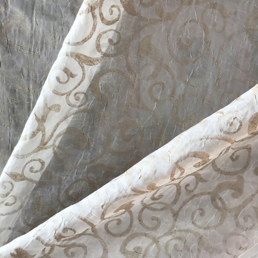 Hand Printed Sheer Fabric by the Half Hard - Etsy