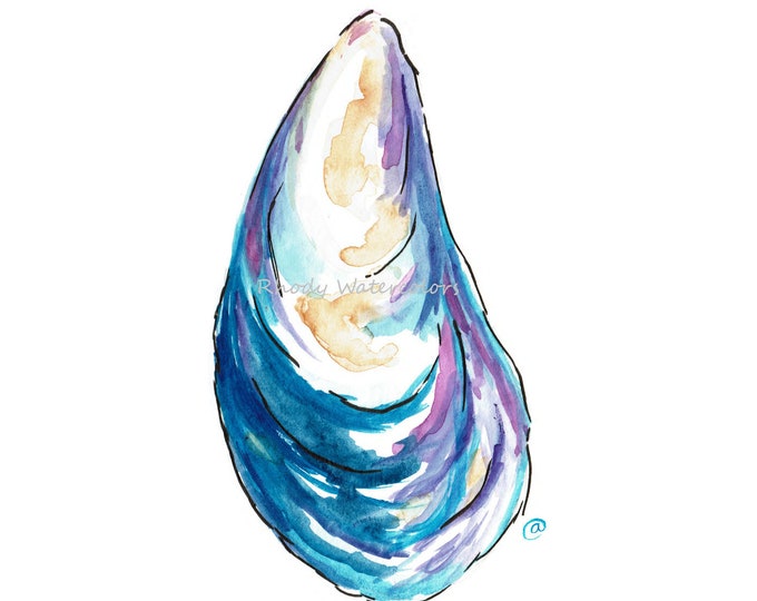 Watercolor Mussel Shell in Vibrant Colors - Etsy