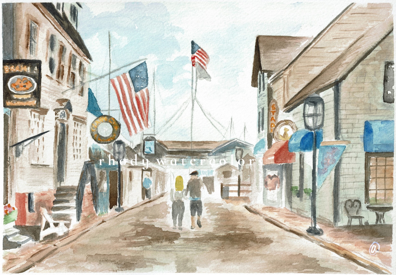 Bowen's Wharf Newport RI Watercolor Art Print | Etsy