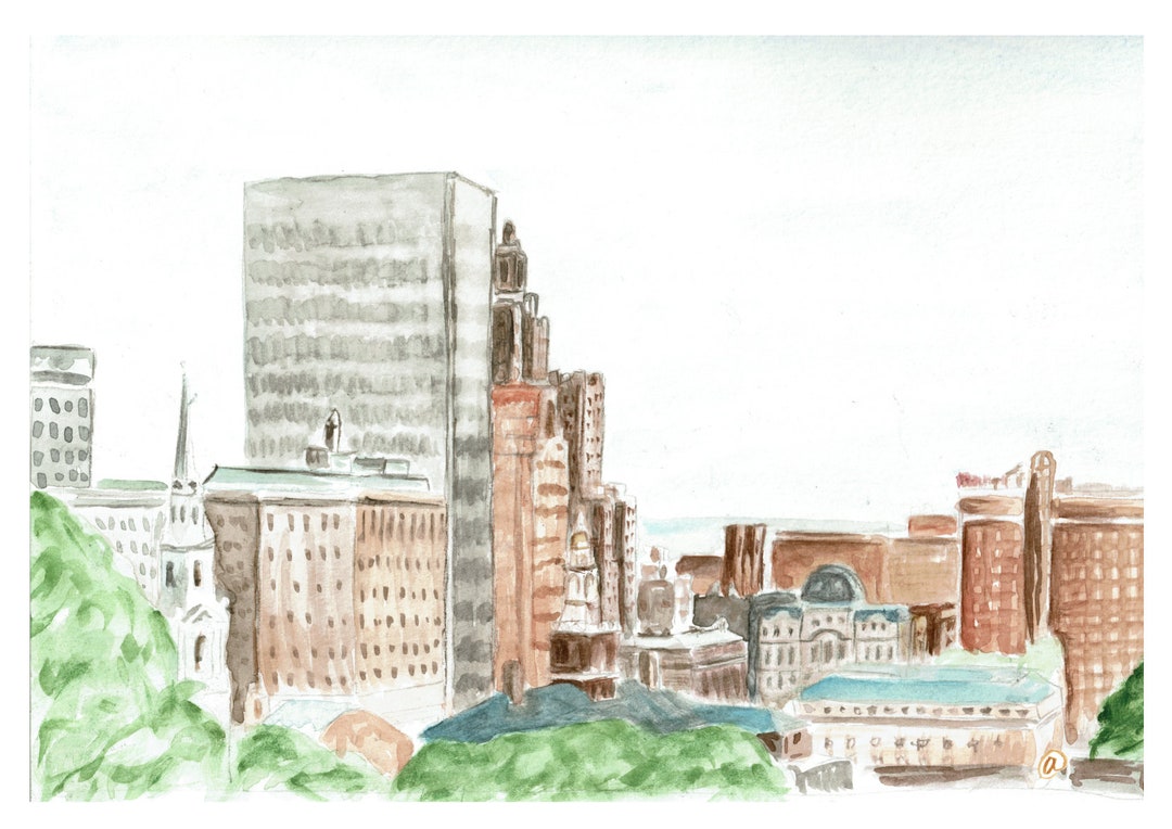 Providence Rhode Island Art Watercolor - Digital - Etsy