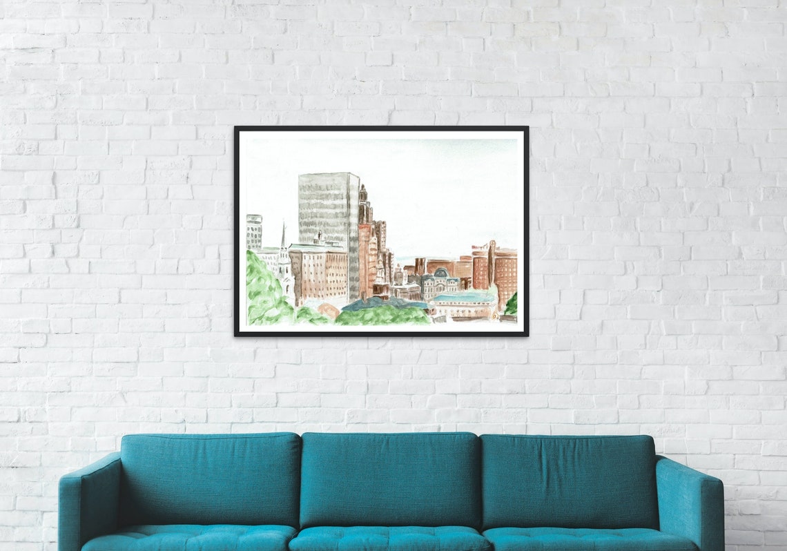 Providence Rhode Island Art Watercolor - Digital - Etsy