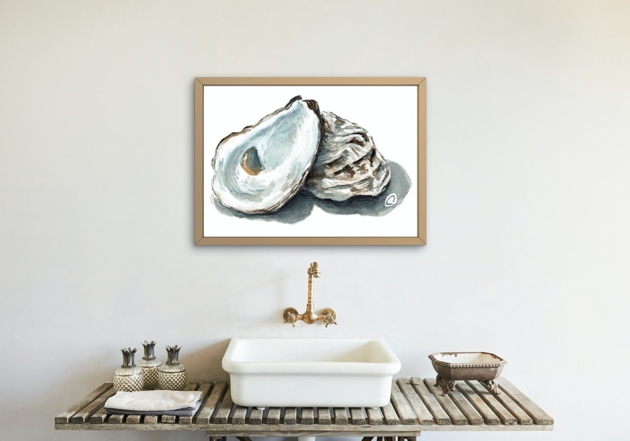 Oyster Shells Watercolor Art Print - Etsy