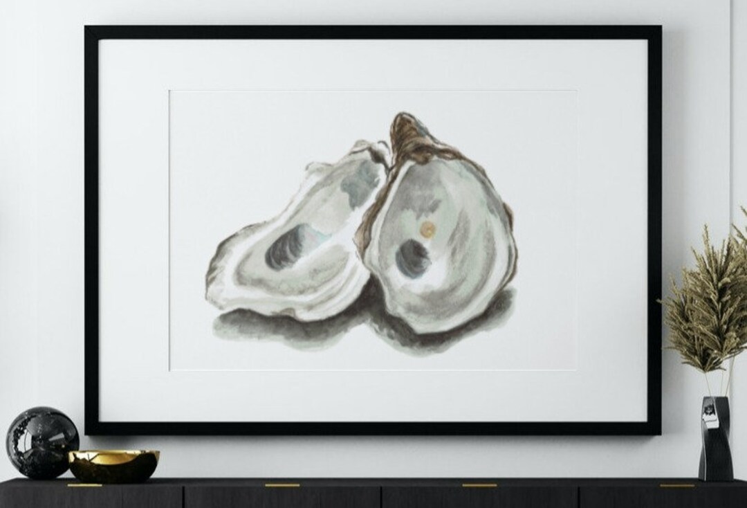 Oyster Shell Watercolor Art Print - Etsy